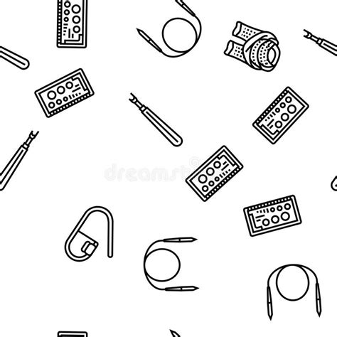 Knitting Wool Thread Knit Craft Vector Seamless Pattern Stock