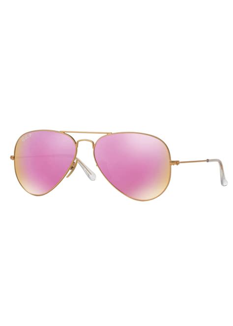 Ray Ban Mirrored Polarized Metal Aviator Sunglasses Pink Pattern