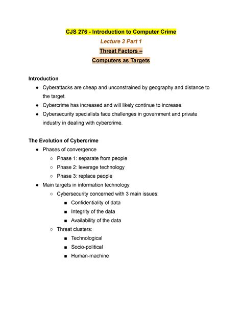 Cjs 276 Lecture 3 Part 1 Spring 2020 Cjs 276 Introduction To Computer Crime Lecture 3 Part