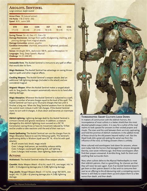 The Axolotl Sentinel An Underwater Construct To Defend Against The Horrors Of The Deep By