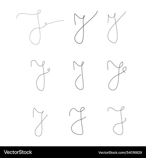 J Letter Initial Cursive Hand Written Royalty Free Vector