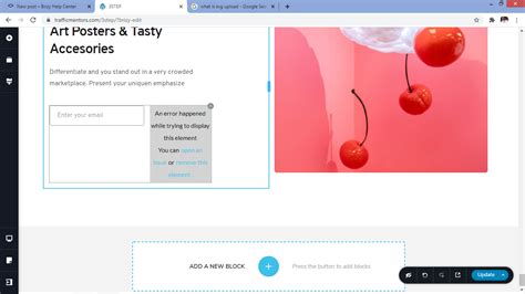 my button is showing me an error happened while trying to show this