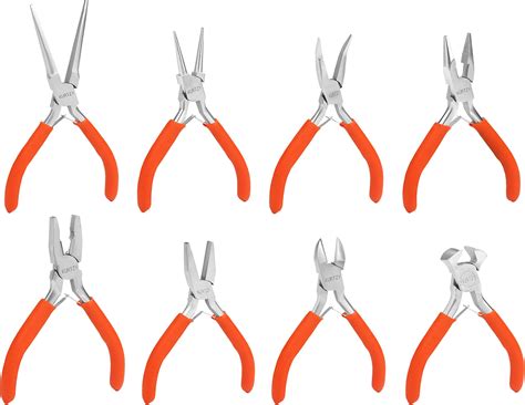 Kurtzy Mini Jewellery Plier Tool Kit Set With Soft Grip Handles 8 Pack