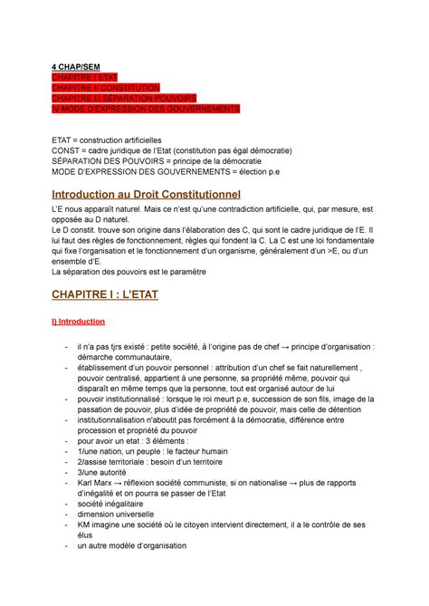 Droit Constit CM S1 4 CHAP SEM CHAPITRE I ETAT CHAPITRE II