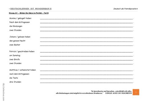 A1 Bilden Sie Sätze Im Perfekt T… Deutsch Daf Arbeitsblätter Pdf And Doc