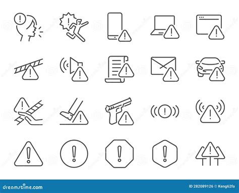 Warning Icon Set It Included Alerts Notifications Caution Alarm And More Icons Editable
