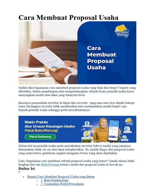 Cara Membuat Proposal Usaha Pdf
