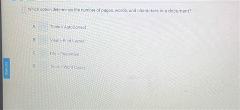 Solved Which Option Determines The Number Of Pages Words And