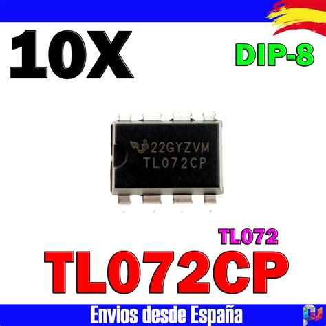 10x Tl072cp Tl072 Njm072 Tl072cn Amplificador Operacional J Fet Dip