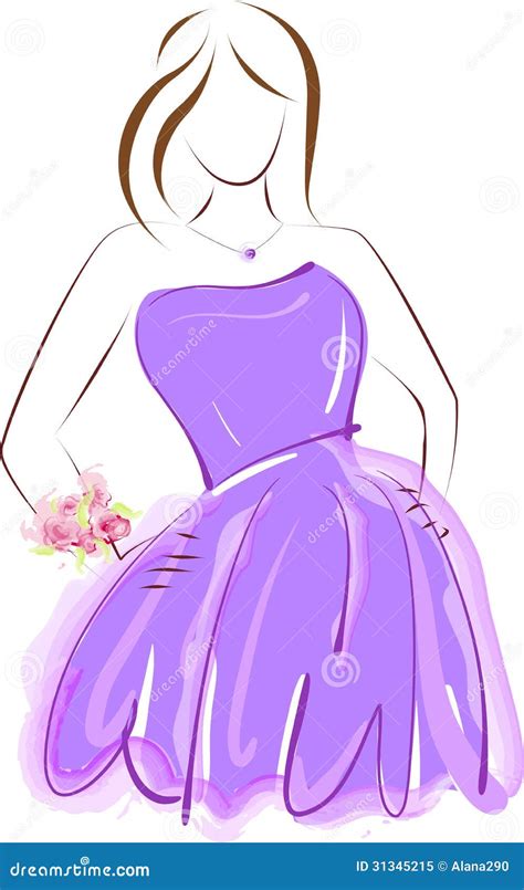 Prom Girl In Purple Dress Stock Vector Illustration Of Beauty 31345215