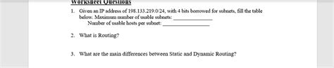 Solved Given An Ip Address Of With Bits Borrowed