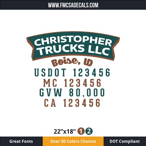 Custom Us Dot And Fmcsa Regulation Decals And Stickers For Business Fmcsa
