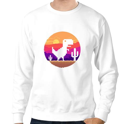 Dinosaur Dino Offline Pixel Dinosaur Computer Nerd Geek Programmer Sweatshirts Sold By