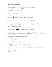 B MIDTERM Equation Sheet Pdf Physics B Equation Sheet Spring