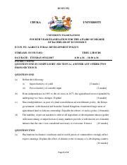 ECON Pdf ECON CHUKA UNIVERSITY UNIVERSITY EXAMINATIONS FOURTH YEAR EXAMINATION FOR