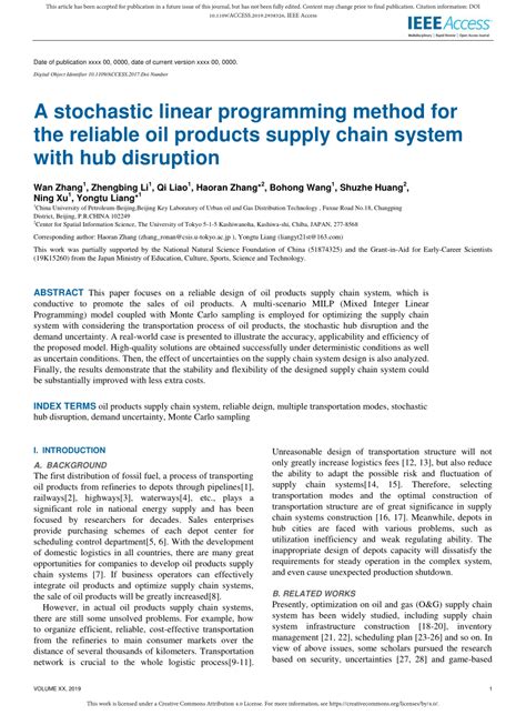 Pdf A Stochastic Linear Programming Method For The Reliable Oil
