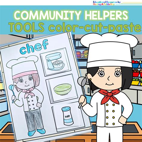 Community Helpers And Their Tools Color Cut Paste Matching Activity