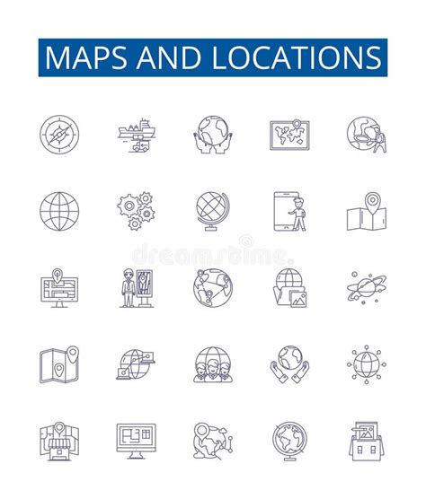 Mappe E Posizioni Icone Di Linea Set Di Segni Progettazione Insieme Di