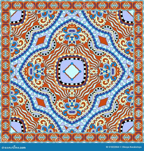 Neck Scarf Or Kerchief Square Pattern Design Stock Vector
