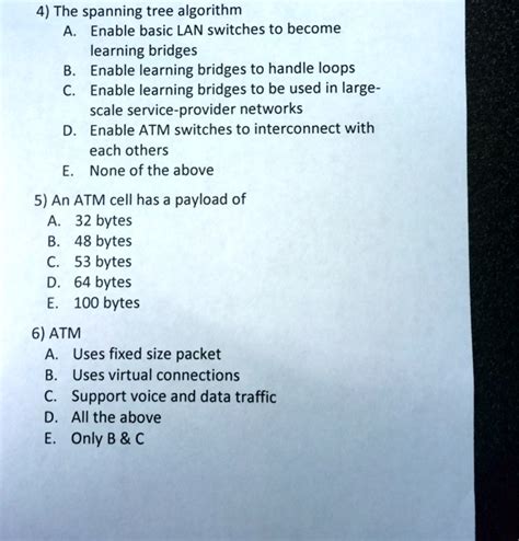 Solved 4 The Spanning Tree Algorithm A Enables Basic Lan Switches