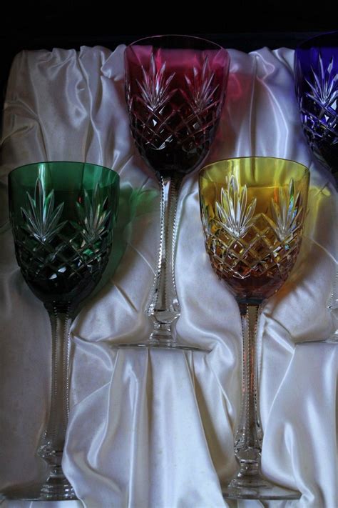 Faberge Odessa Hock Crystal Wine Glass Set Of 6 Decorative Collectibles