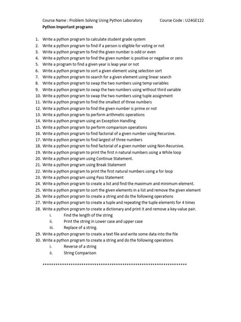 python important model practical questions pdf python programming