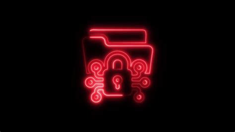 Blockchain Data Security Outline Icon In Neon Animation Cryptocurrency And Cybersecurity Symbol