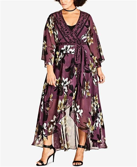 City Chic Trendy Plus Size Kimono Maxi Dress Macys