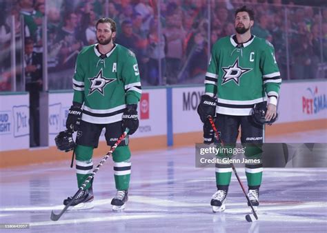 Tyler Seguin And Jamie Benn Of The Dallas Stars Before A Game Against