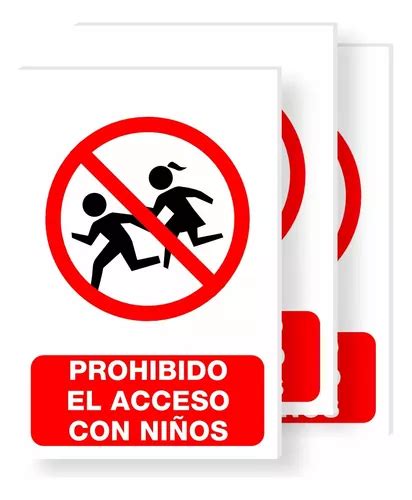 Señalamiento Prohibido El Acceso Con Niños 30x20 3 Piezas Meses Sin
