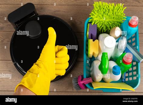 Picture Of An Automatic Intelligent Robotic Vacuum Cleaner And Colorful