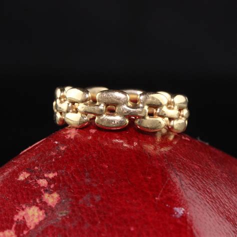 Vintage Estate 14k Yellow Gold Link Wedding Band For Sale At 1stdibs