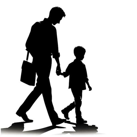 Flat Design Father And Son Walking Silhouette Premium Ai Generated Image