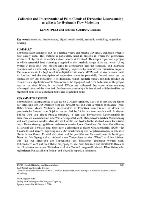 Pdf Collection And Interpretation Of Point Clouds Of Terrestrial Laserscanning As A Basis For