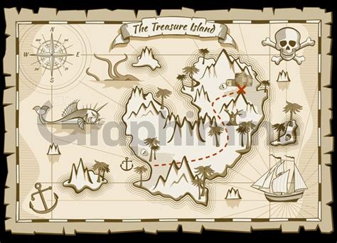 دانلود وکتور نقشه گنج دزدان دریایی دانلود تصویر نقشه گنج دزدان دریایی