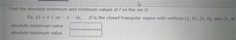 [solved] find the absolute maximum and minimum values of