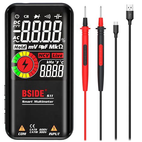 Buy BSIDE Digital Multimeter Color LCD Results Display Counts Voltmeter Rechargeable With