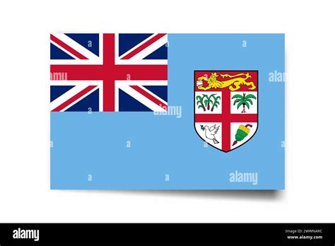 Fiji Flag Rectangle Card With Dropped Shadow Isolated On White