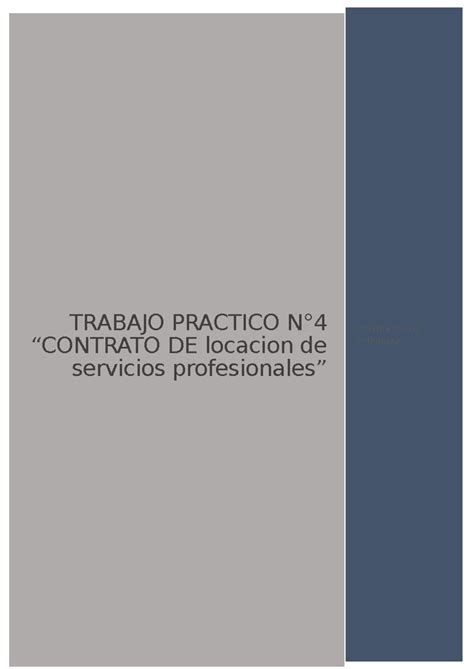 Tp 4 Contratos De Empresa A Trabajo Practico N° “contrato De Locacion