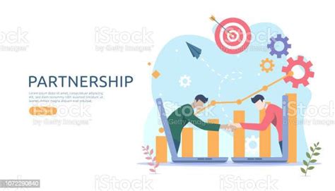 작은 사람들이 문자로 비즈니스 파트너십 관계 개념 아이디어 팀 작업 파트너 함께 템플릿 웹 방문 페이지 배너 프레 젠 테이 션