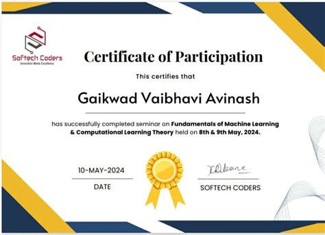 Completed A 2 Day Online Seminar On Machine Learning And Computational Theory Vaibhavi Gaikwad
