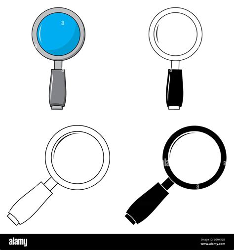 Magnifying Glass Symbol Detective Exploration Tool Icon Cartoon