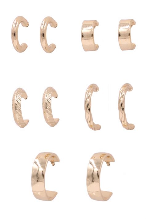 Gold Hoop Earrings Set