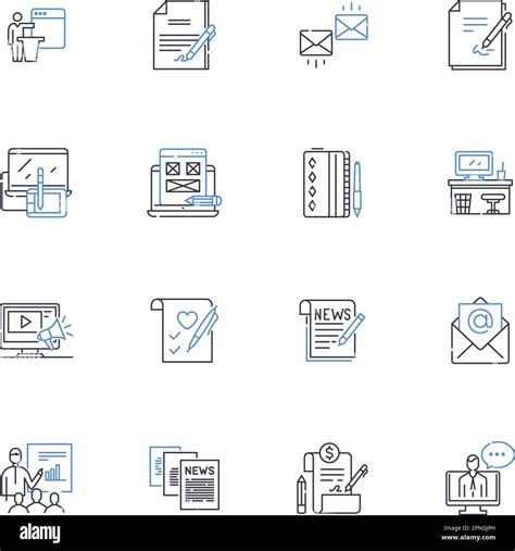 Copy Editing Line Icons Collection Proofreading Grammar Punctuation Clarity Accuracy