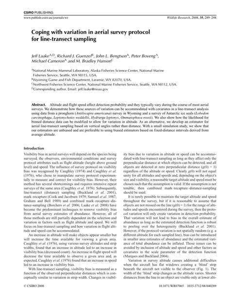 Pdf Coping With Variation In Aerial Survey Protocol For Line Transect Sampling