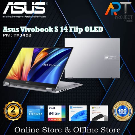 Jual Asus Vivobook S 14 Flip Oled Tp3402 I5 12500h 8gb 512gb Sl W11h