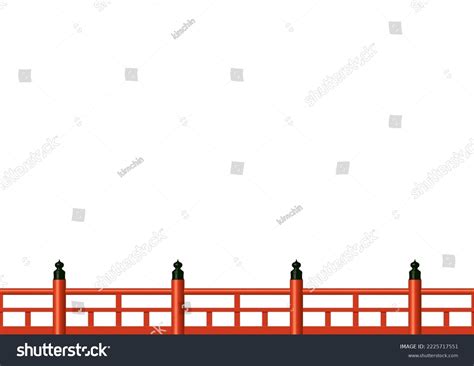 Handrails Japanese Architecture Vermilion Balustrade Frames Stock