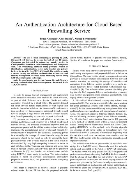 Pdf An Authentication Architecture For Cloud Based Firewalling Service