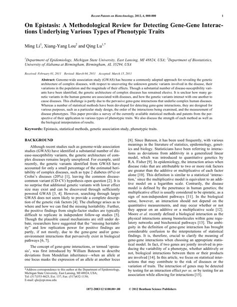Quantitative Effect Epistasis Genetics