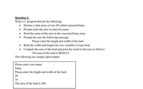 Solved Question 1 Write A C Program That Do The Following
